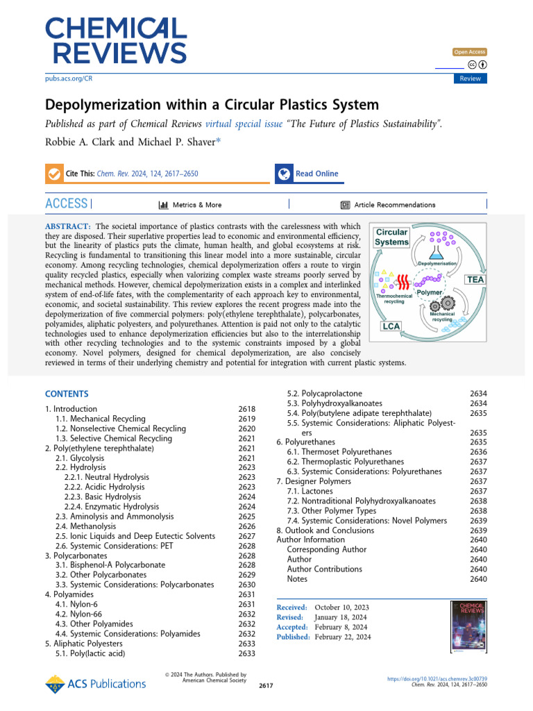 Clark Shaver 2024 Depolymerization Within A Circular Plastics System ...