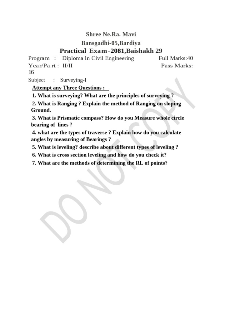 Surveying Practical Exam Guidelines | PDF | Teaching Methods ...