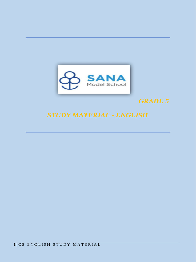 g5 - Study Material English | PDF | Pronoun | Sentence (Linguistics)