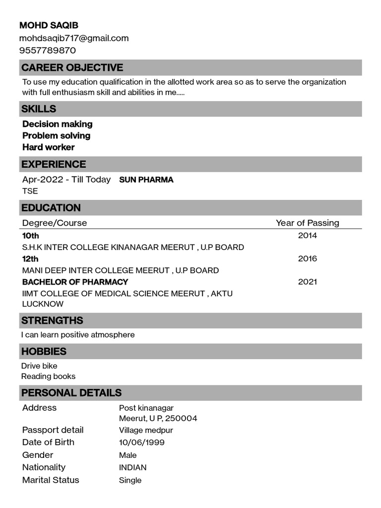 Resume Saqib Format2 | PDF