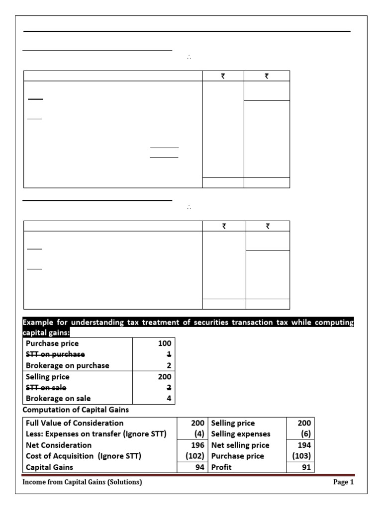 Income From Capital Gains (Solutions) | PDF | Capital Gains Tax ...