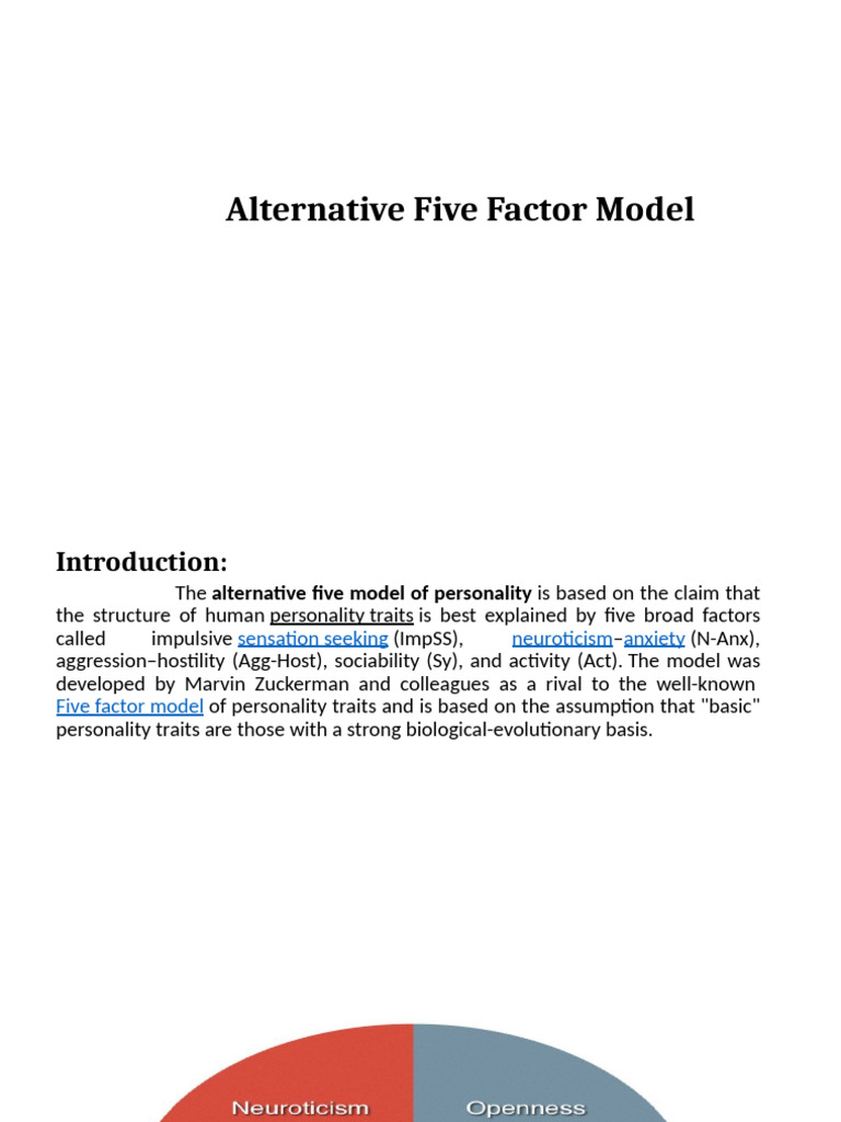 Alternative Five Factor Model | PDF | Social Psychology | Personality Traits