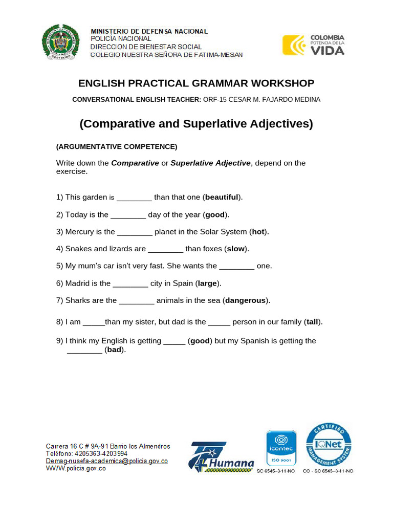 Comparative and Superlative Adjectives | PDF | Teaching Methods & Materials