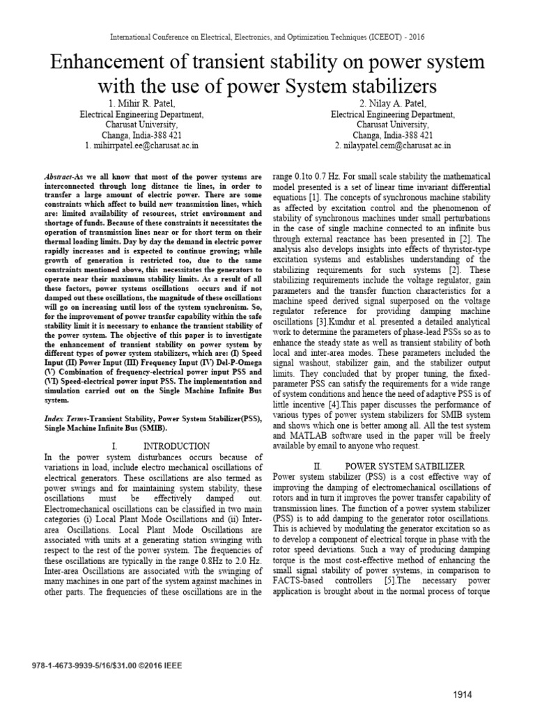 Enhancement of Transient Stability On Power System With The Use of ...