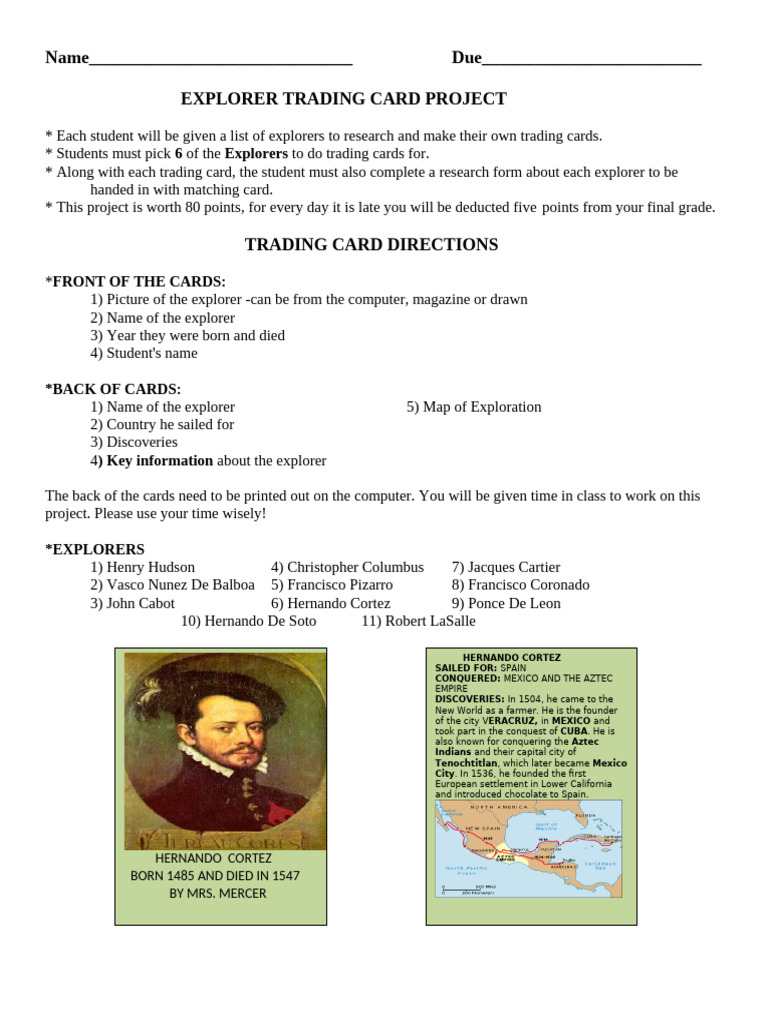 Trading Cards Project | PDF | Hernán Cortés | Former Spanish Colonies