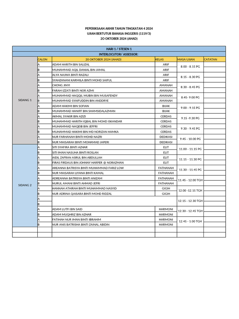 Jadual Ubbi Pat t4 2024 | PDF