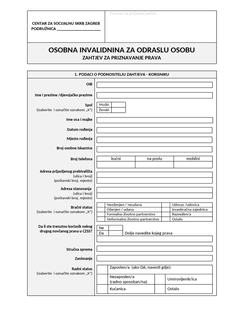 Osobna Invalidnina Za Odrasle Osobe | PDF