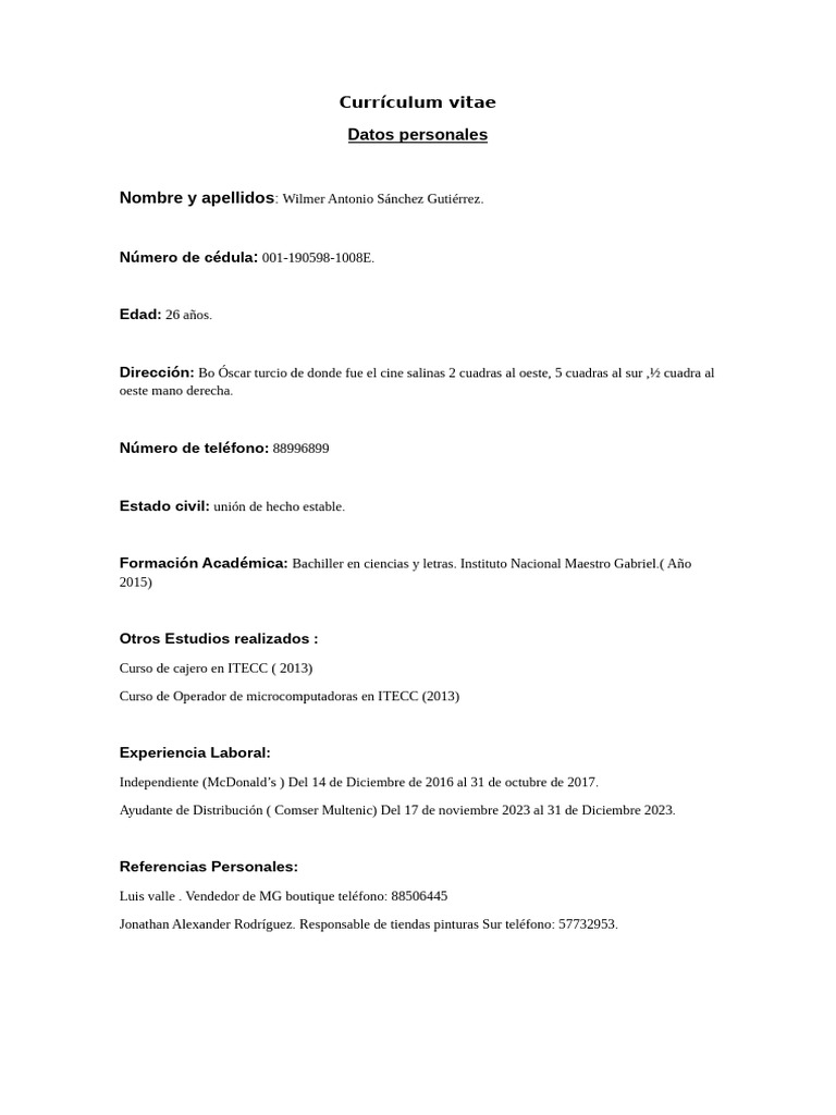 Ejemplo cv5 | PDF | Política | Ciencias sociales