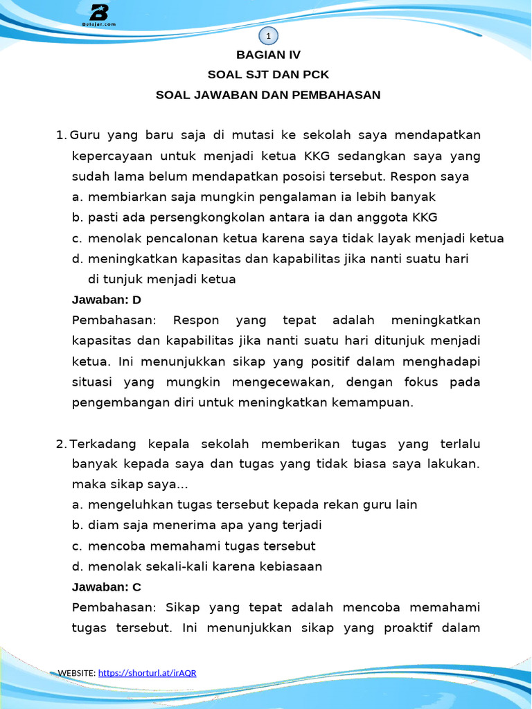 Soal SJT Dan PCK | PDF | Karier & Perkembangan | Ilmu Sosial