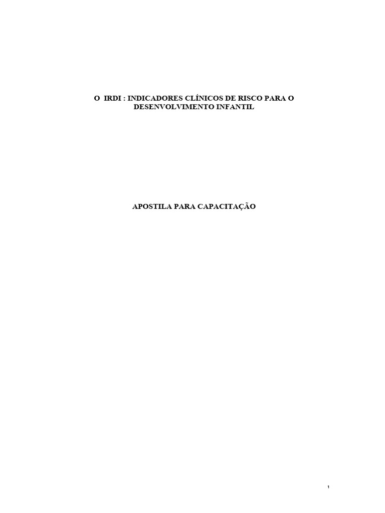 Protocolo IRDI para Desenvolvimento Infantil | PDF | Experiência ...