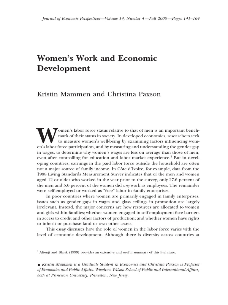 Women's Work and Economics | PDF | Labour Economics | Unemployment