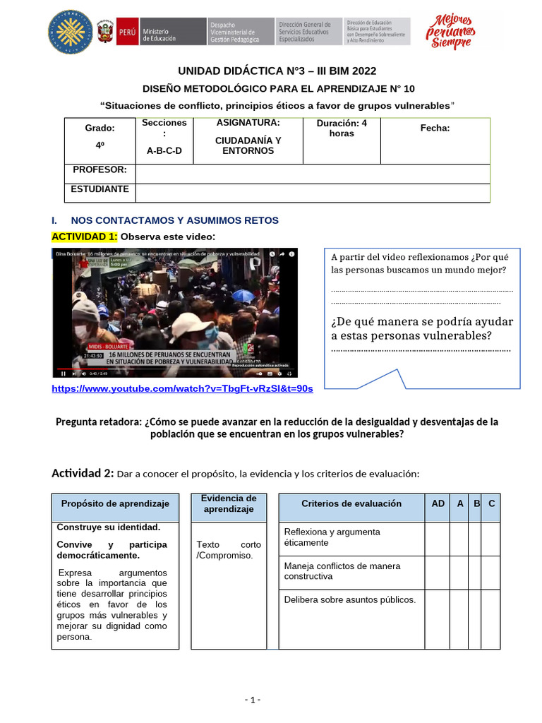 DMpA 10 - 4° - II - BIM - Mejorado (Reparado) | PDF | Accesibilidad | Desigualdad social