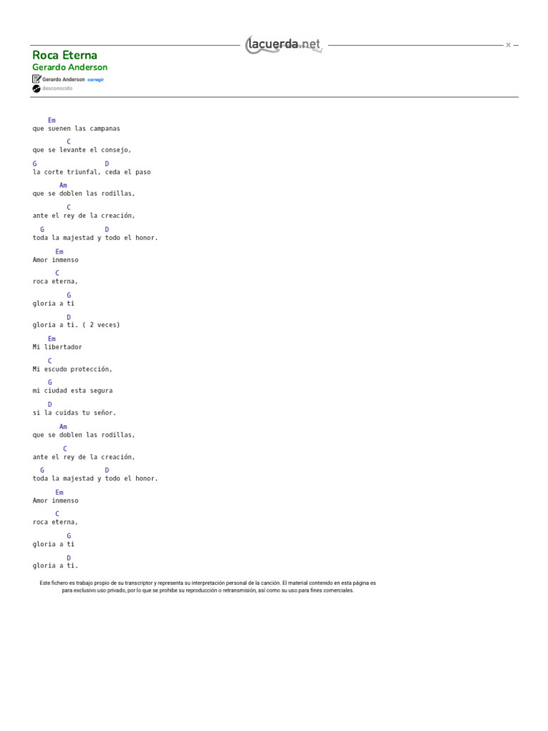 ROCA ETERNA, Gerardo Anderson - Acordes | PDF