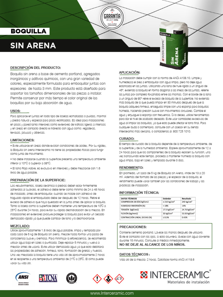 Boquila Sin Arena Ficha Técnica | PDF | Agua | Arena