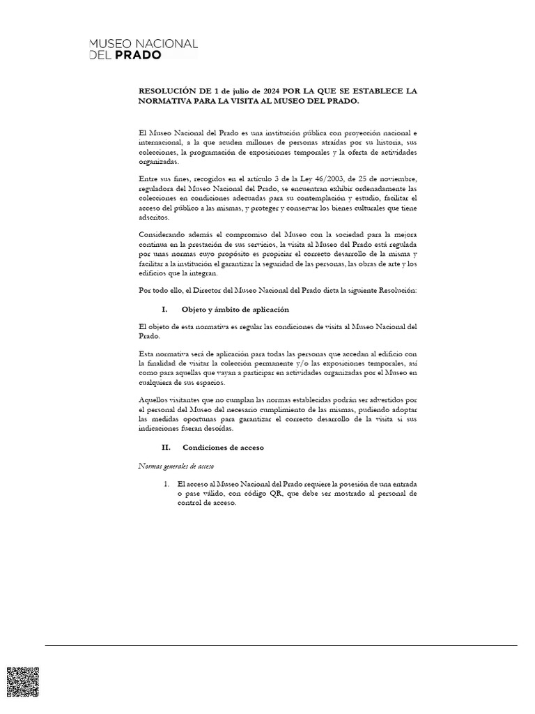 Normativa para La Visita Pública Al MNP (1 Julio 2024) | PDF | Museo