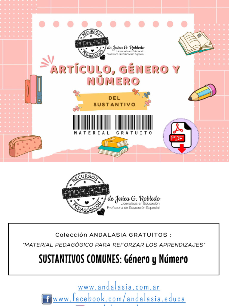 Sustantivos (Artículo Género y Número) - MATERIAL GRATUITO | PDF ...