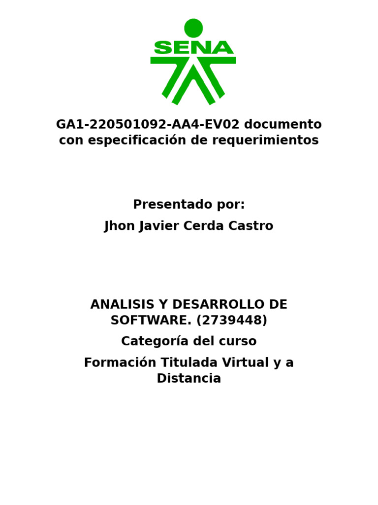 Documento Con Especificación de Requerimientos | PDF | Usabilidad | Software
