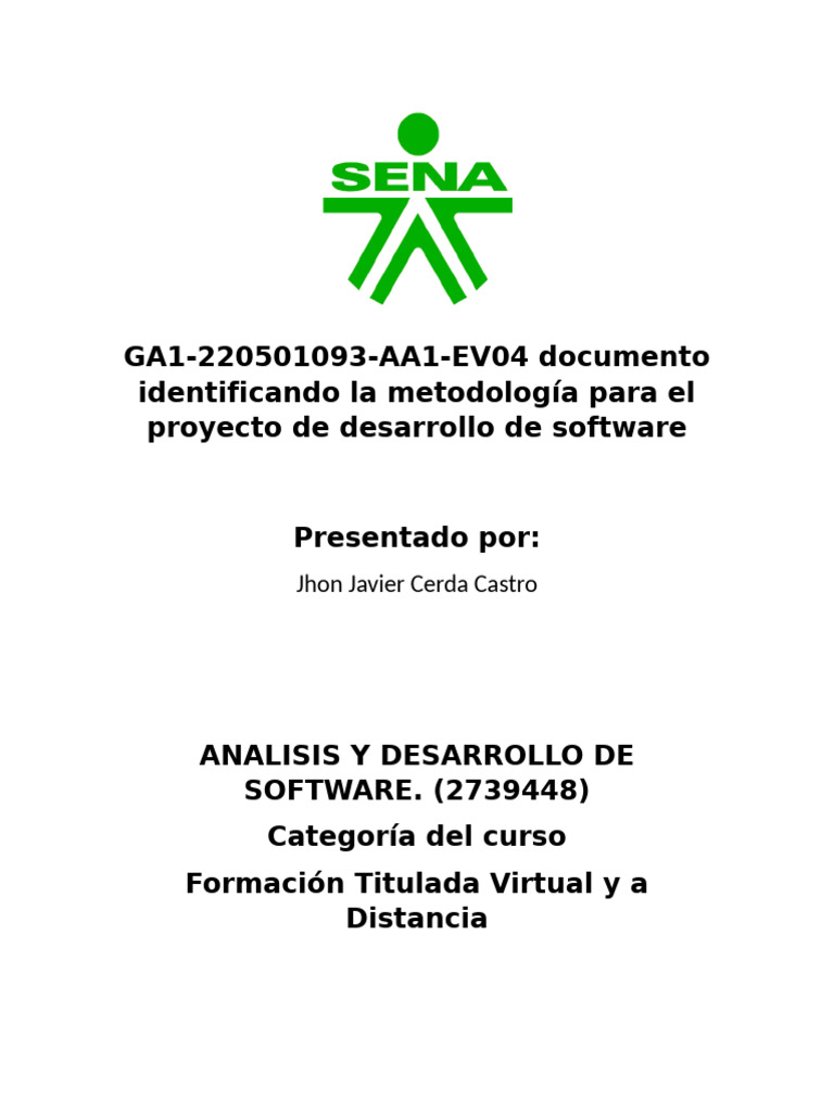 Documento Identificando La Metodología para El Proyecto de Desarrollo de Software | PDF | Scrum ...