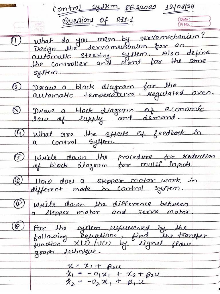 Assignment 1 Questions Control System 24-25 | PDF