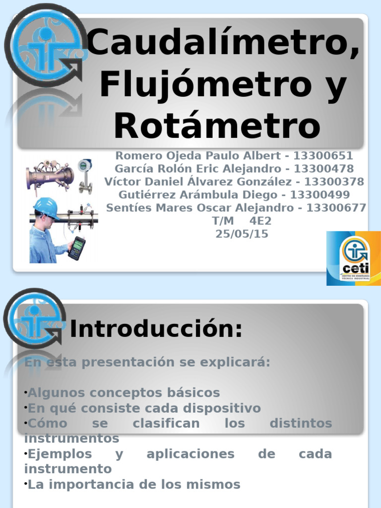 Caudalímetro, Flujómetro y Rotámetro | PDF | Medición de flujo | Líquidos