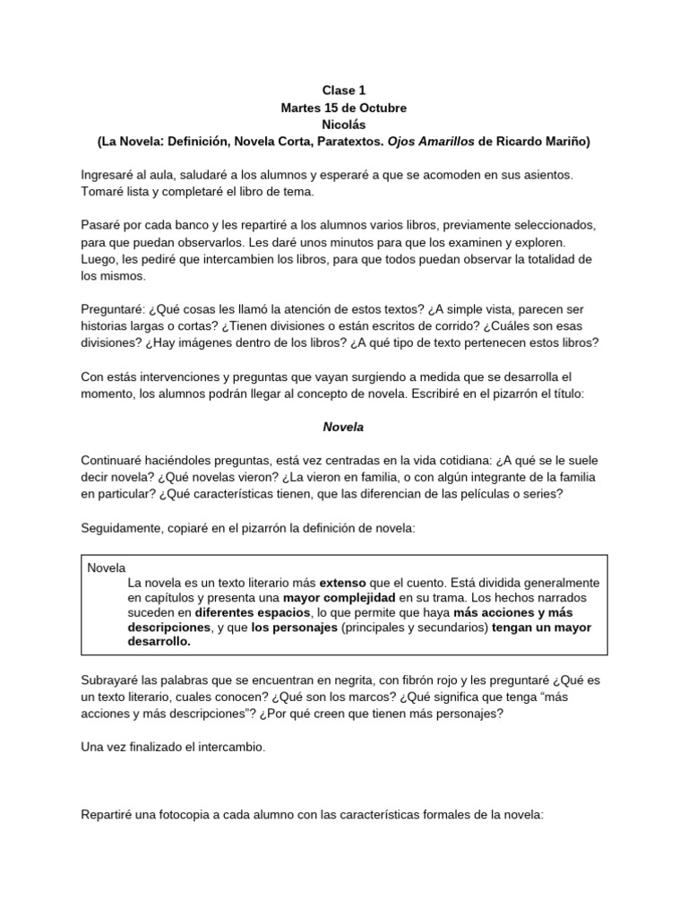 Clase 1 Propuesta 2 | PDF | Narración | Novelas