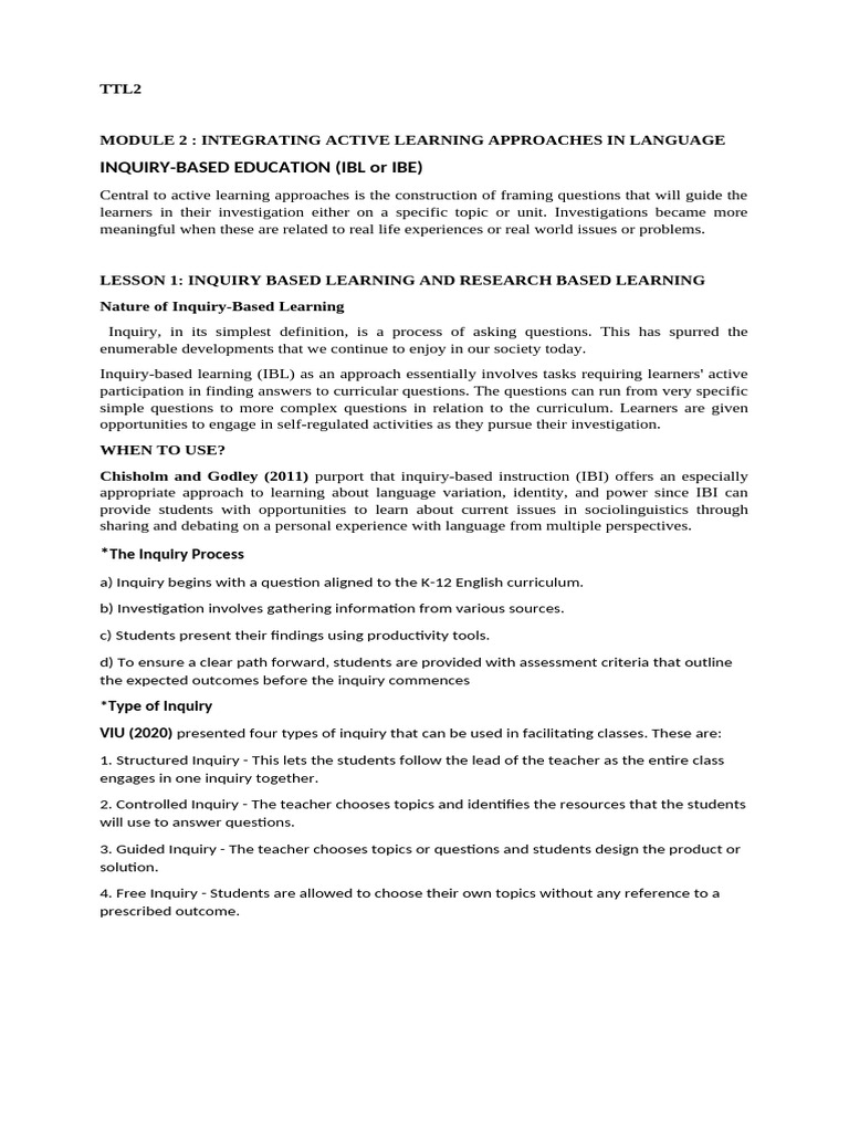 Integrating Active Learning Approaches In Language Learning Pdf Learning Project Based