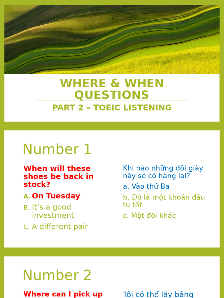 Where & When Questions | PDF