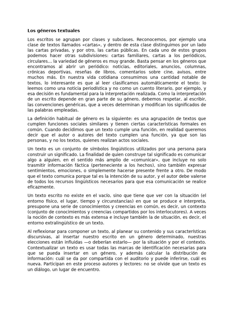 Los Géneros Textuales | PDF | Comunicación | Comunicación humana