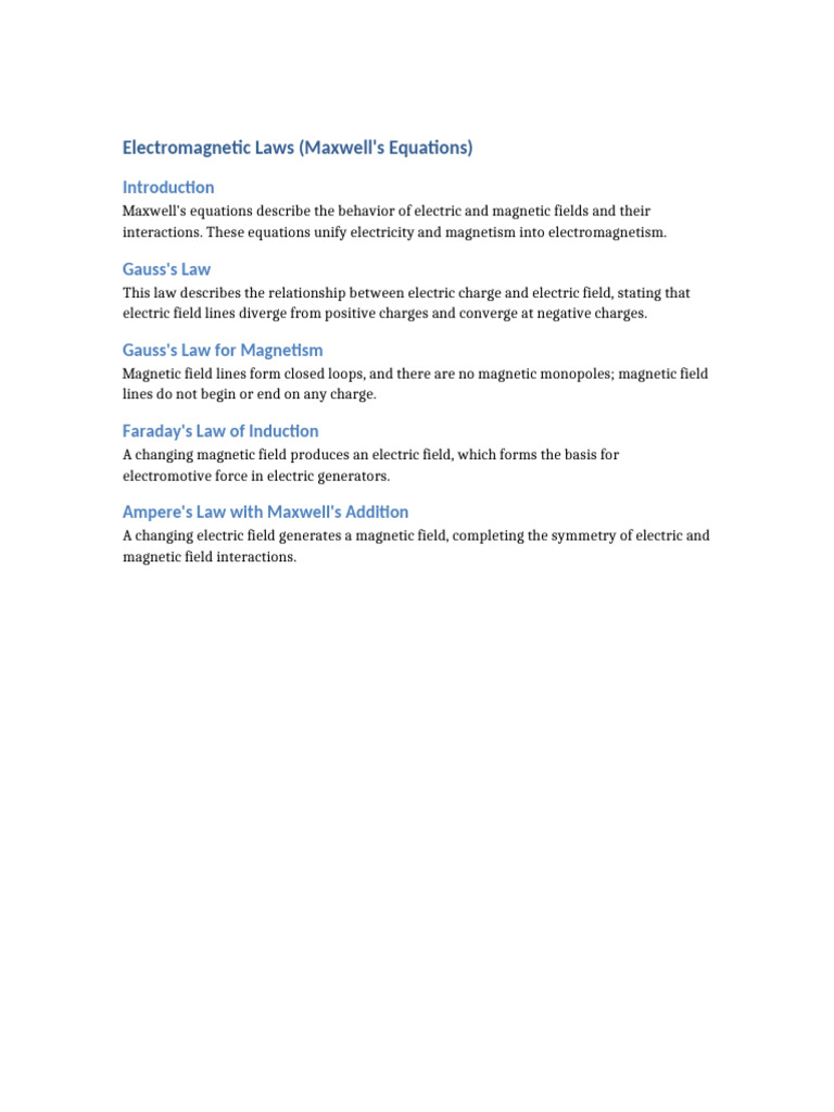 Maxwell's Equations Overview | PDF