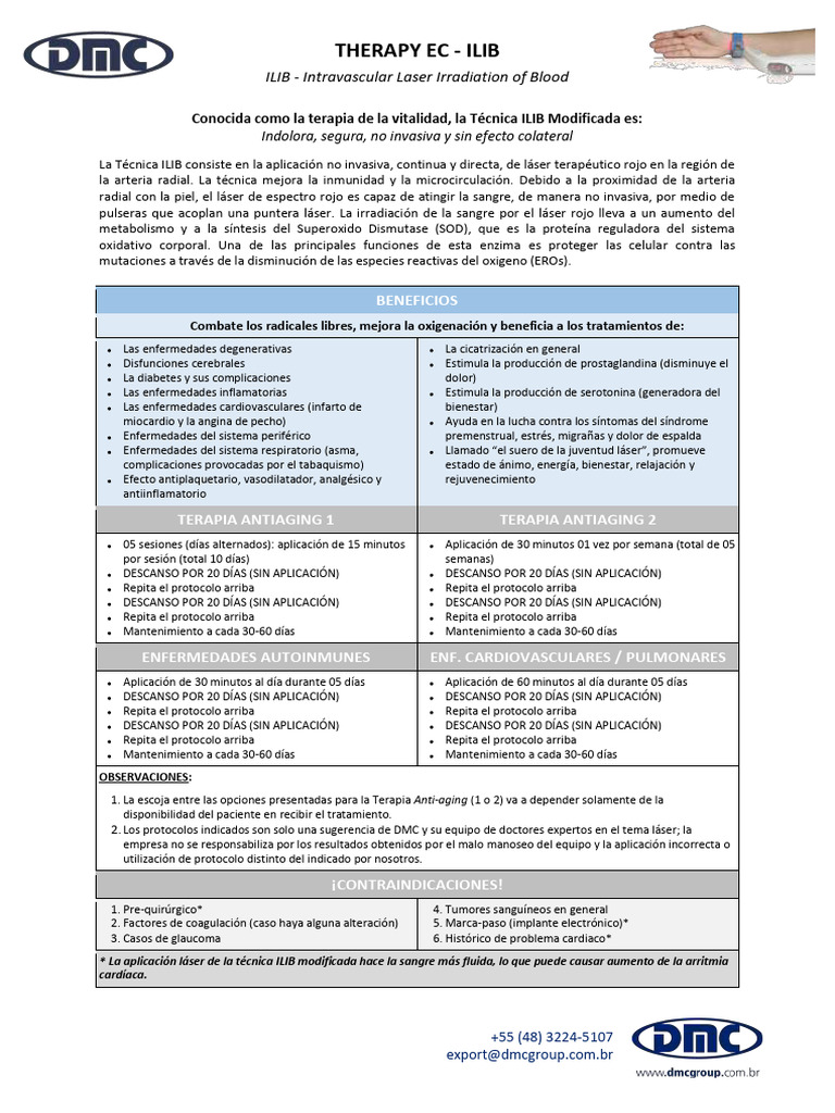 Laser EC - Protocolo ILIB - Tabela | PDF | Infarto de miocardio | Causas de la muerte