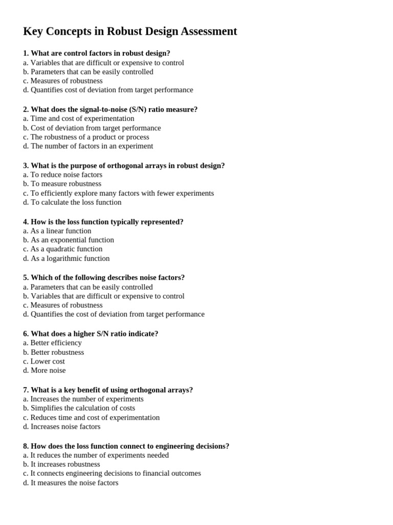 Key Concepts in Robust Design Assessment | PDF | Signal To Noise Ratio ...