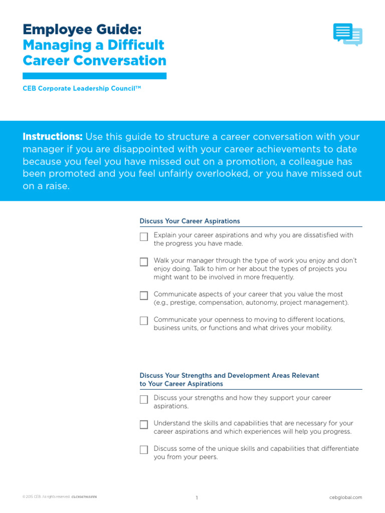 4 ConvGFE 06. Managing A Difficult Career Conversation - Employee | PDF ...