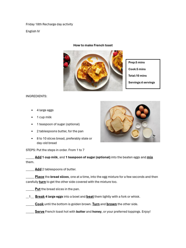 Friday 18th Recharge Day Activity | PDF