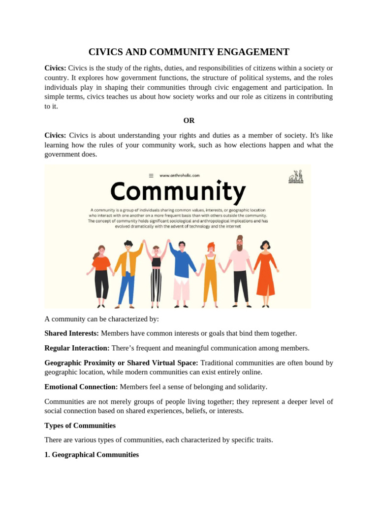 Civics and Community Engagement Chap 1 & 2 | PDF | Community | Democracy