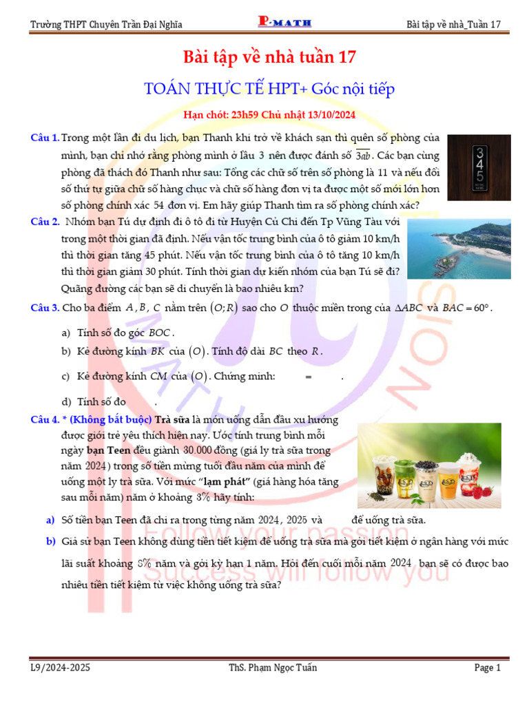 24 - Toán 9 - BTVN tuần 17 | PDF