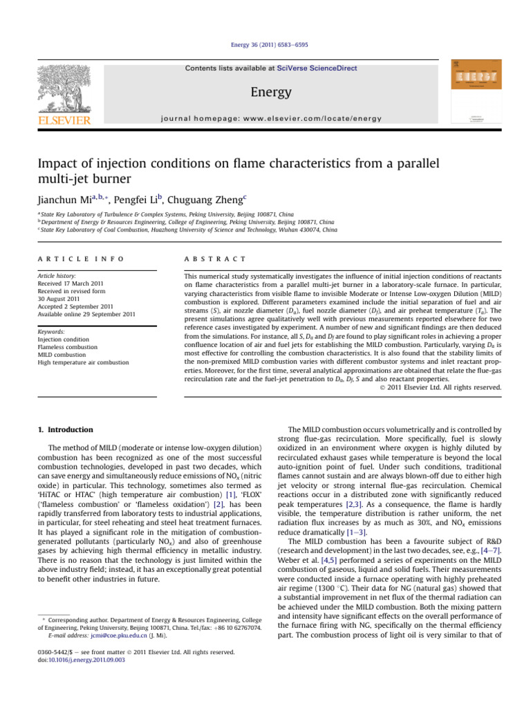 Impact of Injection Conditions On Flame Characteristics From A Parallel ...