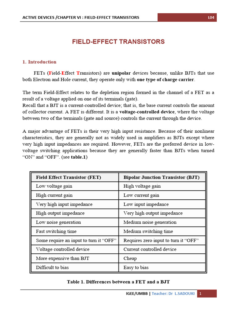 Junction Field Effect Transistors Pdf Field Effect Transistor Bipolar Junction Transistor