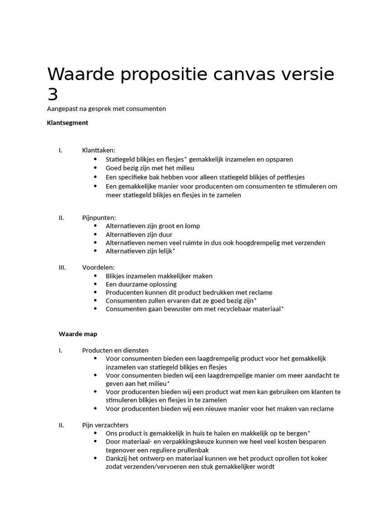 Statievanger Waarde Propositie Canvas Versie 3 | PDF
