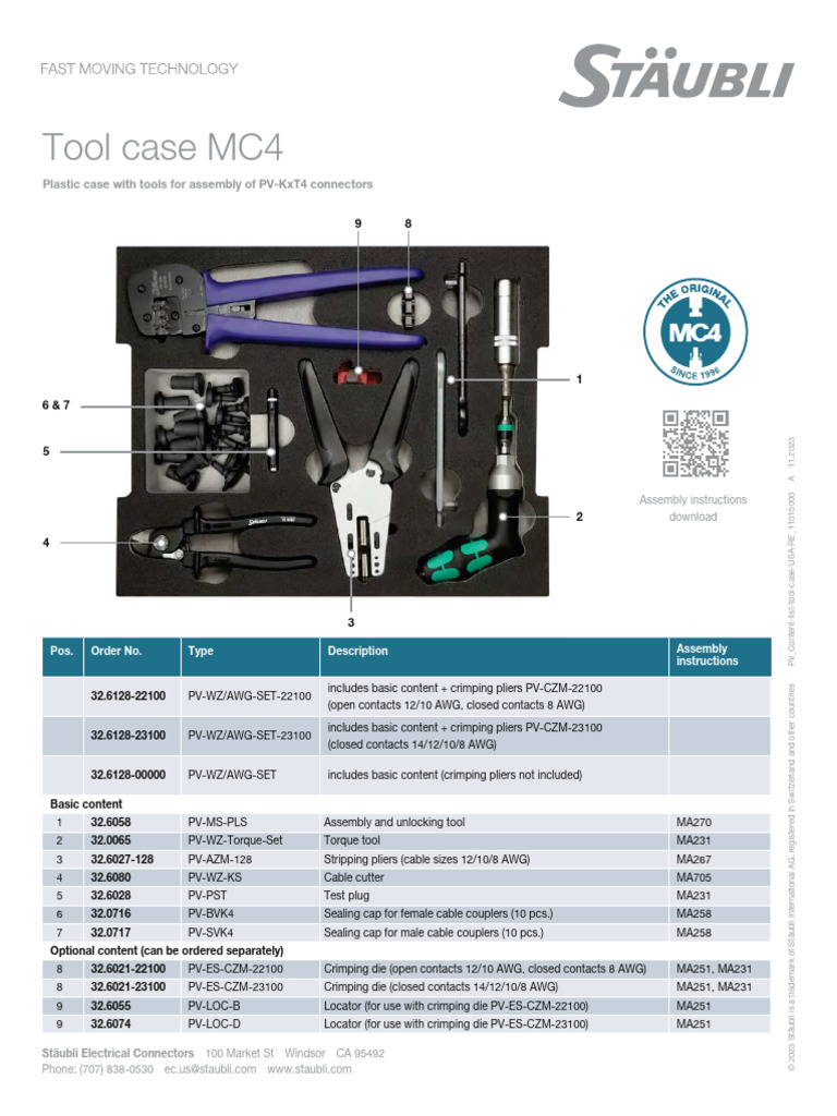 Staubli - MC4 Tool Case | PDF | Electrical Connector | Electrical ...