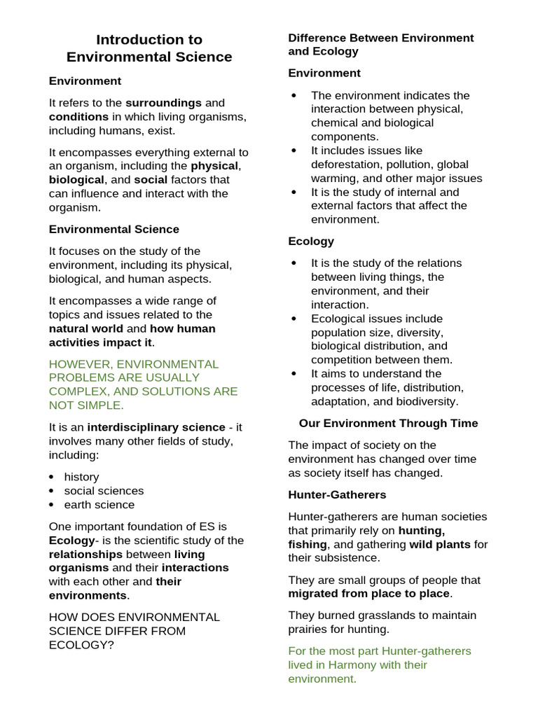Introduction To Environmental Science | PDF | Natural Environment ...