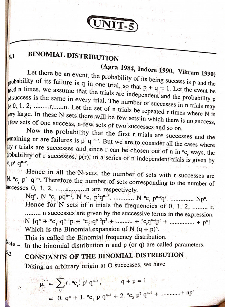 Binomial, Poisson & Normal Unit 5 M2 | PDF