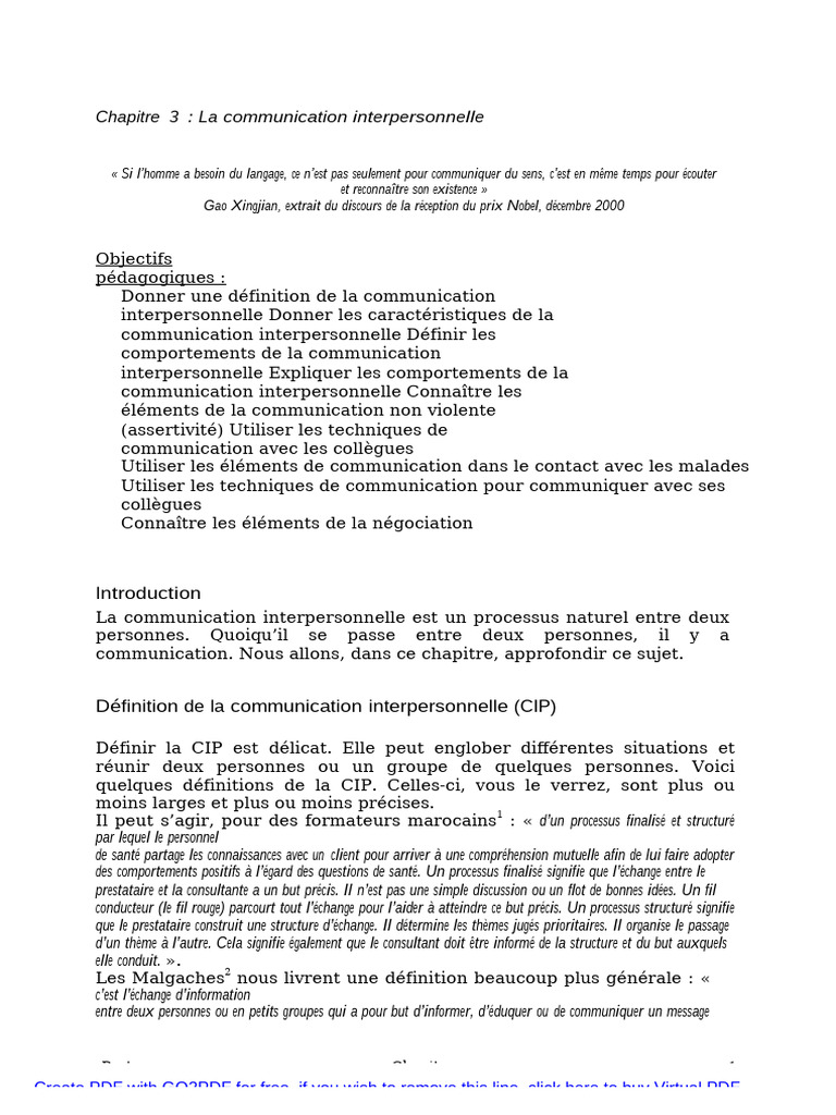 2-Communicatin Interpersonnelle | PDF | la communication | Communication non verbale
