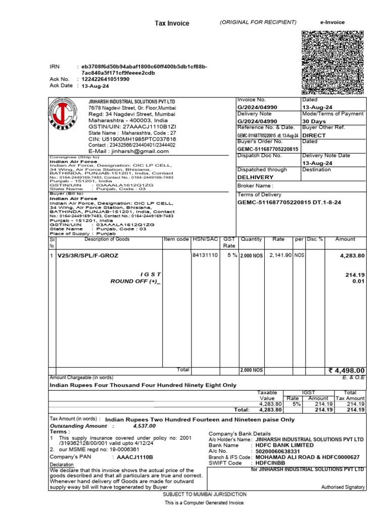 G202404990 Indian Air Force | PDF | Taxation | Government Finances