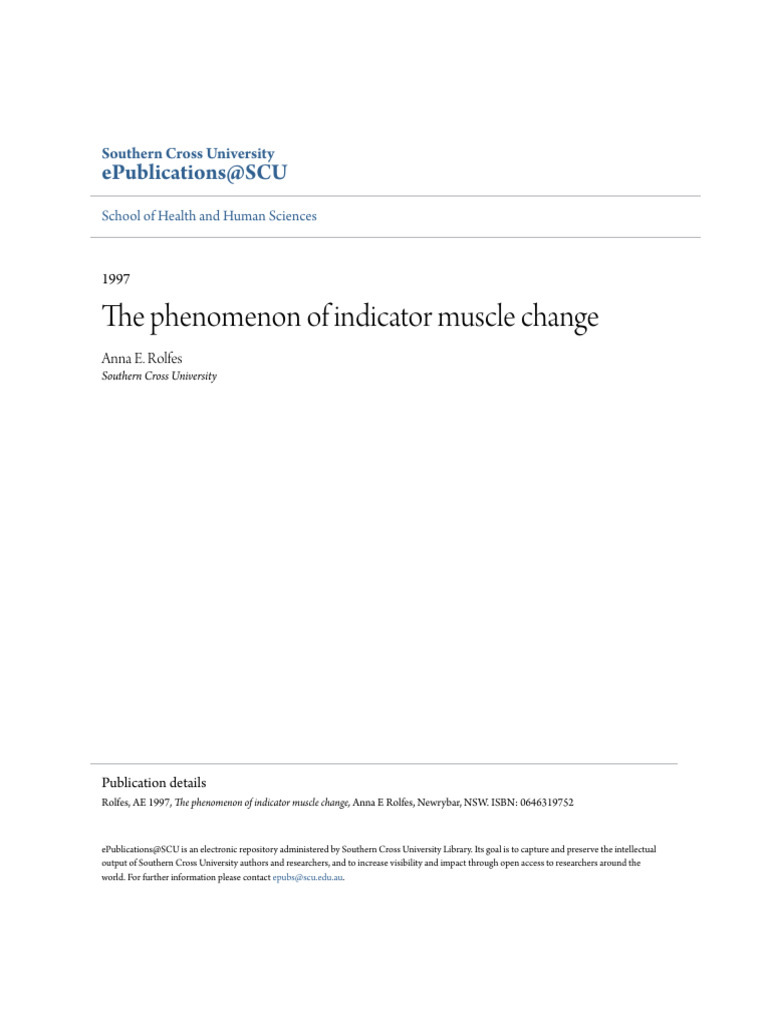 The Phenomenon of Indicator Muscle Change | PDF
