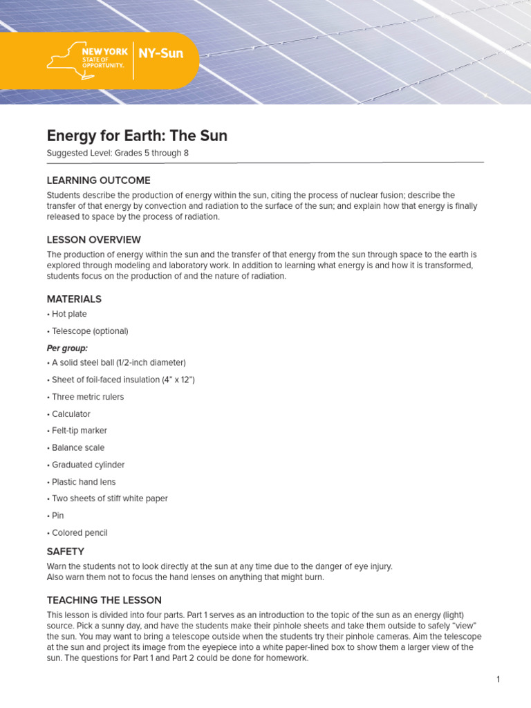 SUN k12 L14 Energyearthsun | PDF | Sun | Atoms