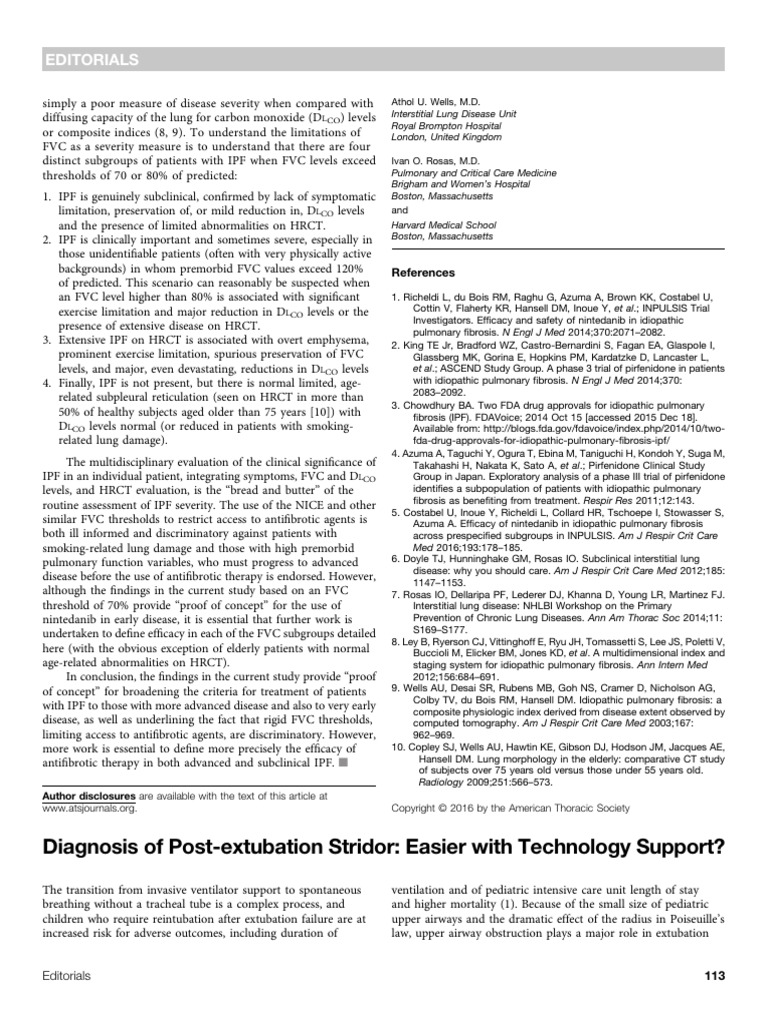Emeriaud Et Al 2016 Diagnosis of Post Extubation Stridor Easier With ...