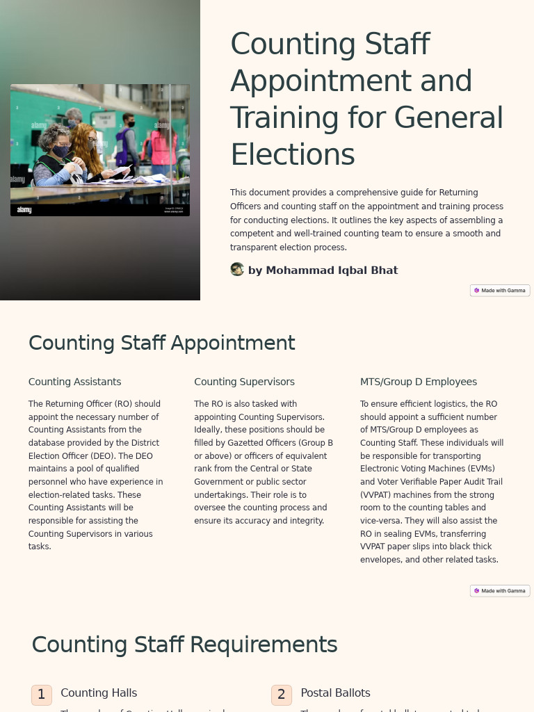 Counting Staff Appointment and Training For General Elections | PDF ...