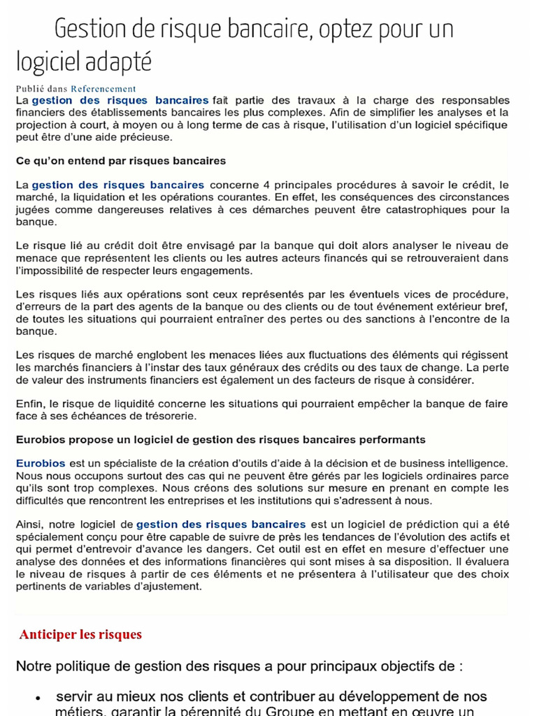 Gestion Du Risque Bancaire | PDF