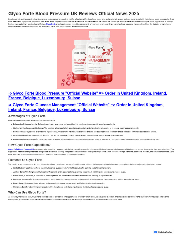 Glyco Forte: Blood Sugar & Pressure Support | PDF | Diabetes | Medical ...