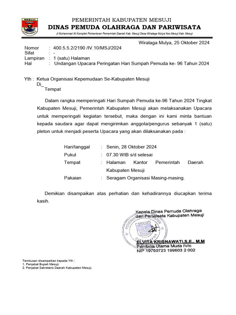 UNDANGAN Peserta Upacara OKP-1-1 | PDF